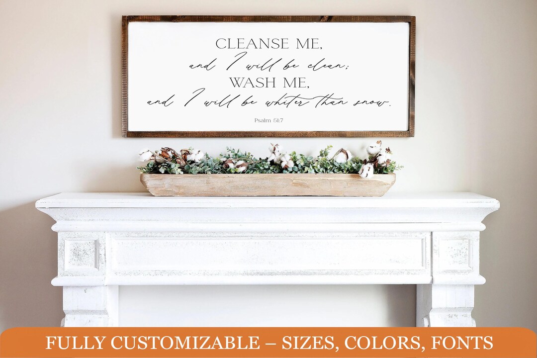Psalm 51:7 Scripture Sign – ‘cleanse Me, Wash Me’ – Christian Farmhouse ...