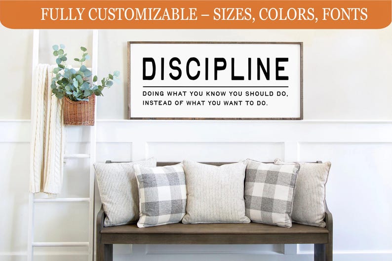 Discipline Definition Sign – Motivational Wooden Wall Decor, Rustic ...