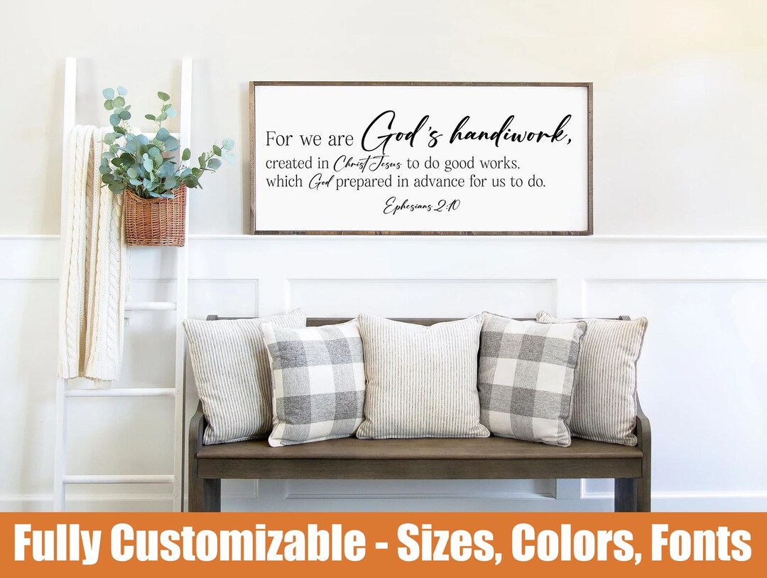 Ephesians 2:10 God's Handiwork Wooden Sign, Christian Farmhouse Wall ...