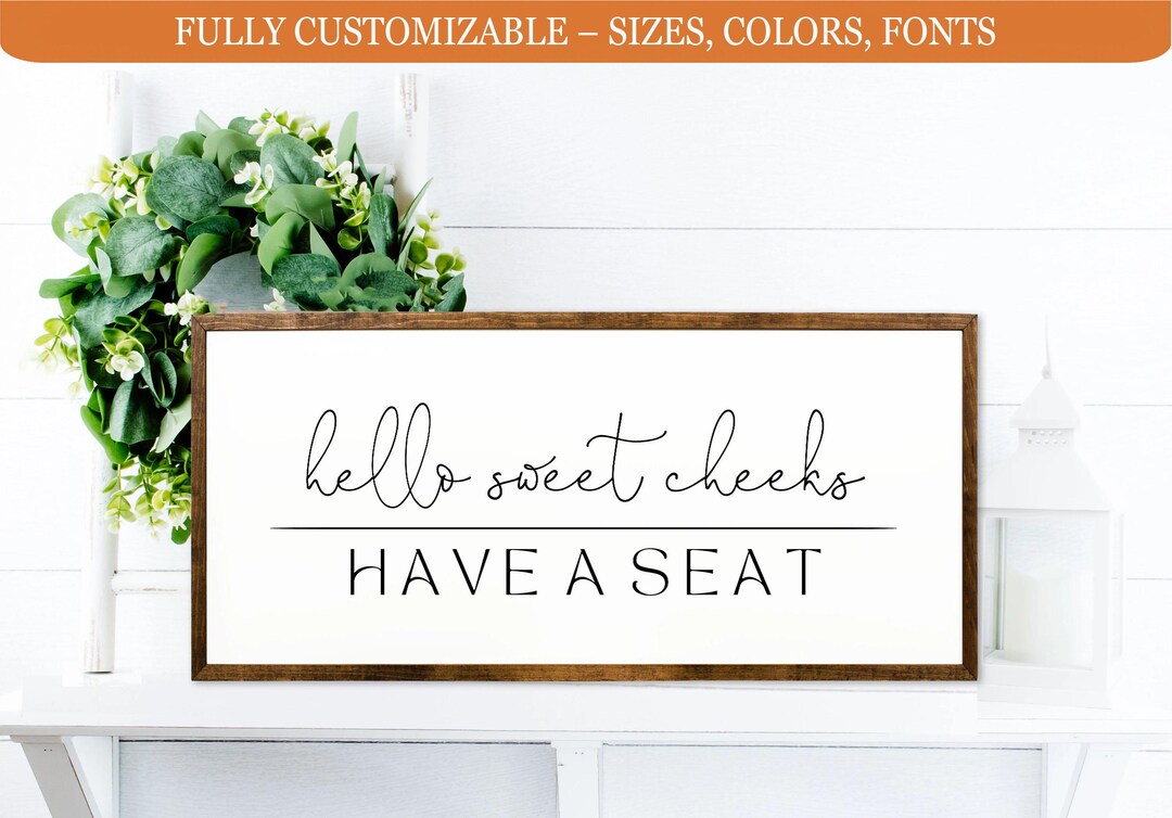 Hello Sweet Cheeks, Farmhouse Bathroom Wood Sign - Etsy