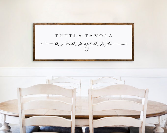 Italian Kitchen Sign 9 X 29 Tutti a Tavola a Mangiare Italian Chef Wall ...