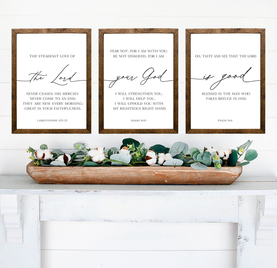 Set of 3 Bible Verse Prints – Rustic Christian Wall Art – Lamentations ...