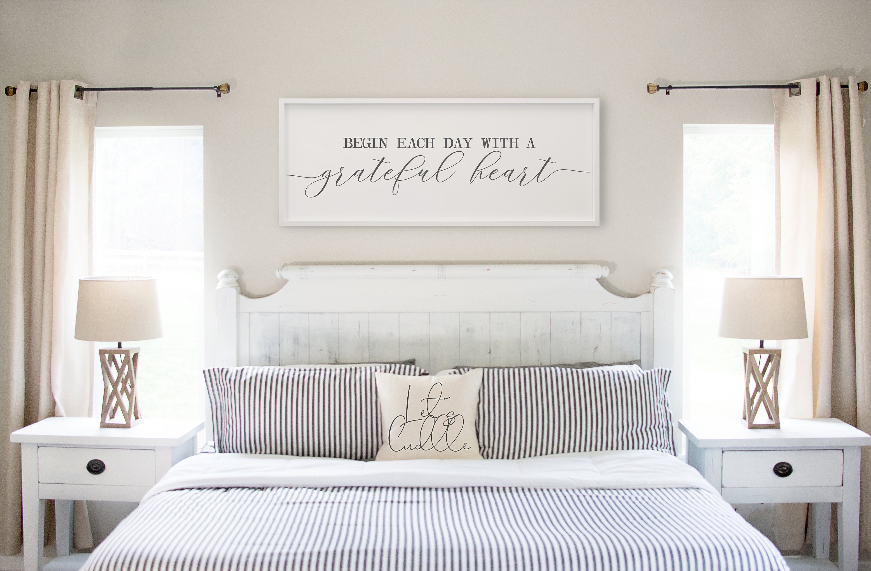 Begin Each Day With a Grateful Heart Inspirational Wall Art - Etsy