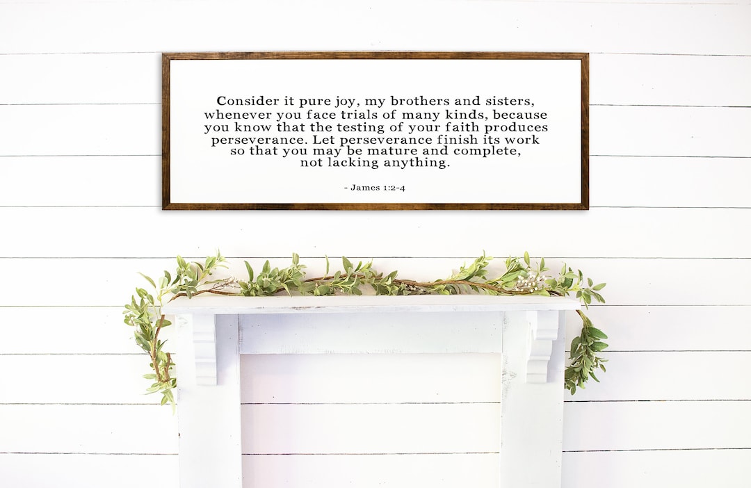 James 1:2-4 Consider It Pure Joy Scripture Sign Living Room Decor Wall ...