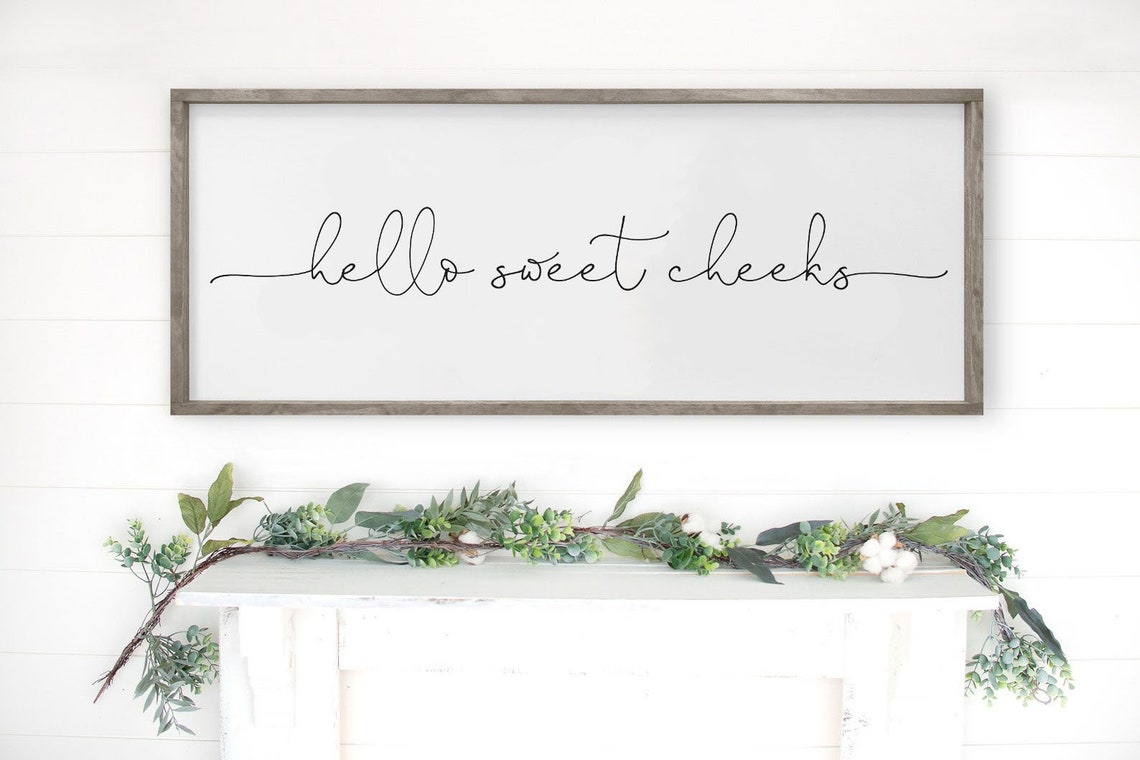 Funny Bathroom Signs Hello Sweet Cheeks Bathroom Sign - Etsy