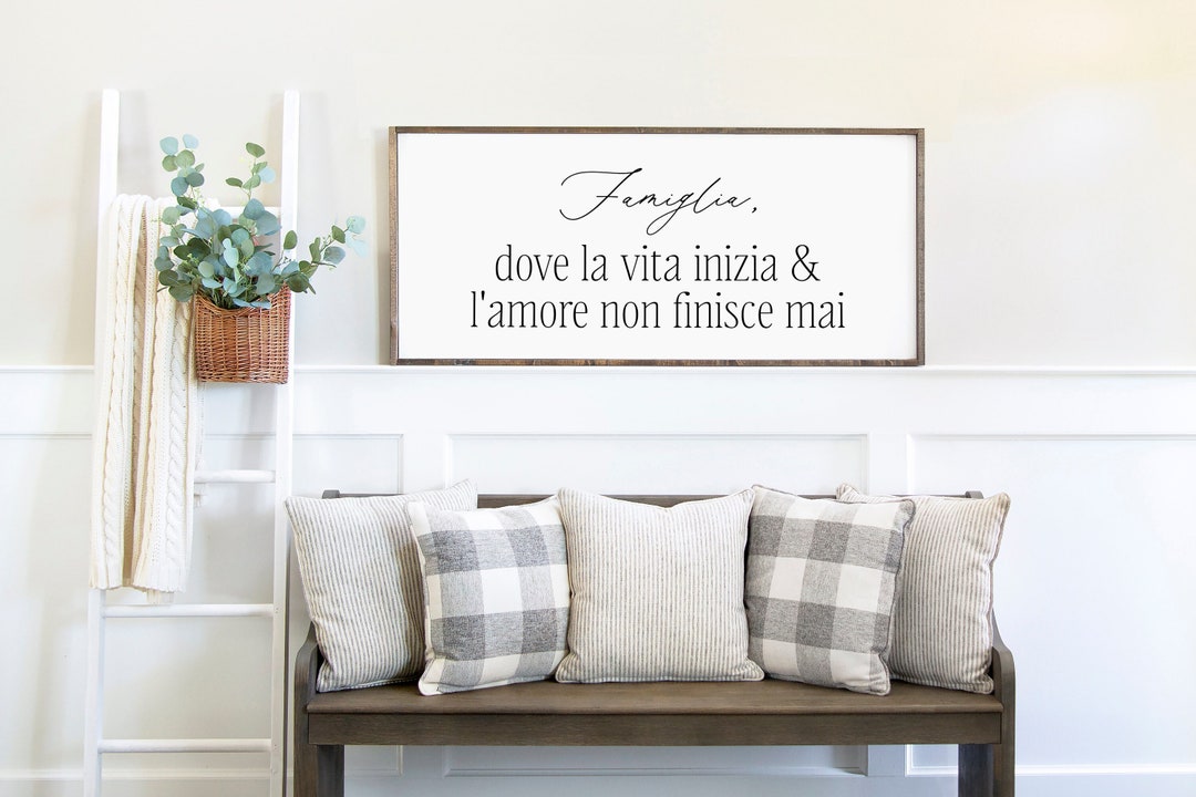 Famiglia Italian Family Sign | “dove La Vita Inizia…” Rustic Wood Wall ...
