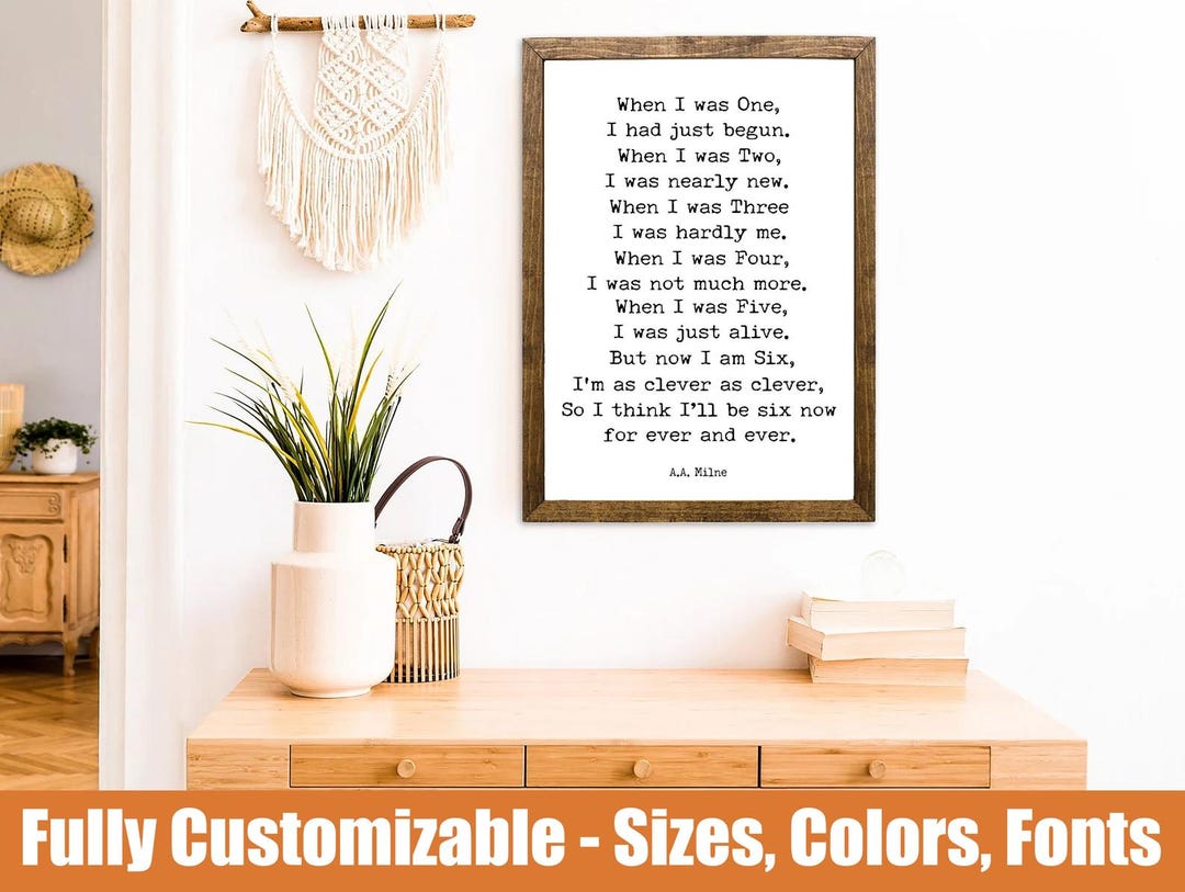 But Now I Am Six Poem, Kids Nursery Sign - Etsy