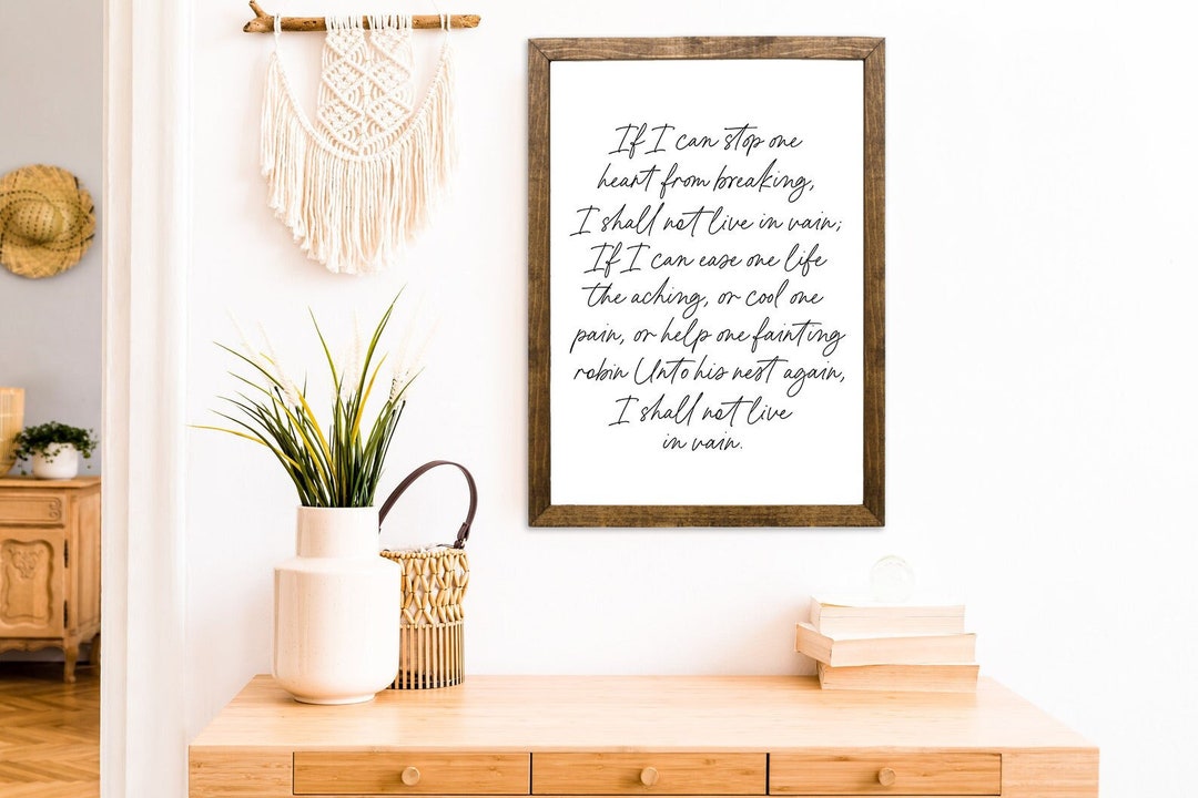 I Shall Not Live in Vain Poem Sign | Literary Home Decor - Etsy