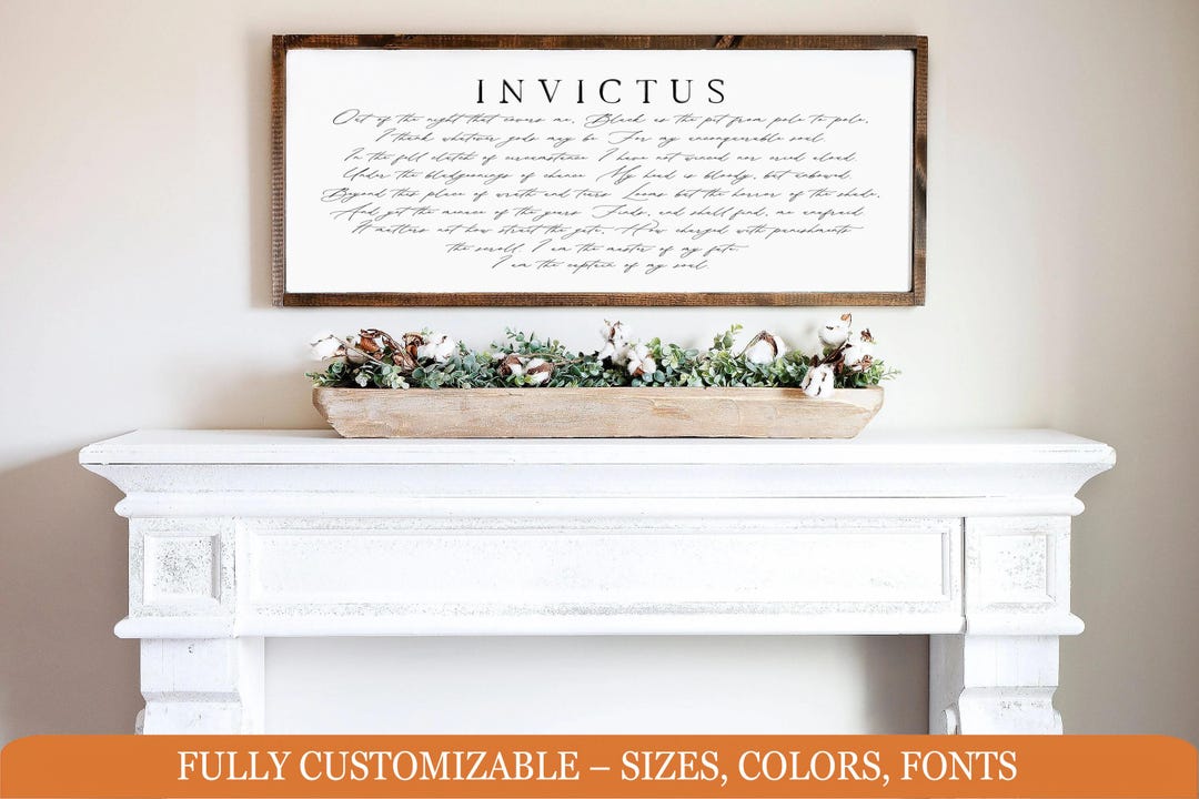 Invictus Poem Wooden Sign, Inspirational Wall Decor - Etsy