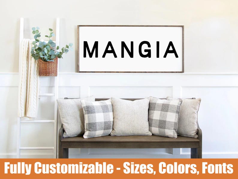 Mangia Kitchen Wall Decor, Rustic Farmhouse Sign - Etsy