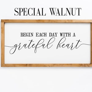 Begin Each Day With a Grateful Heart Wooden Framed Sign | Rustic Home ...