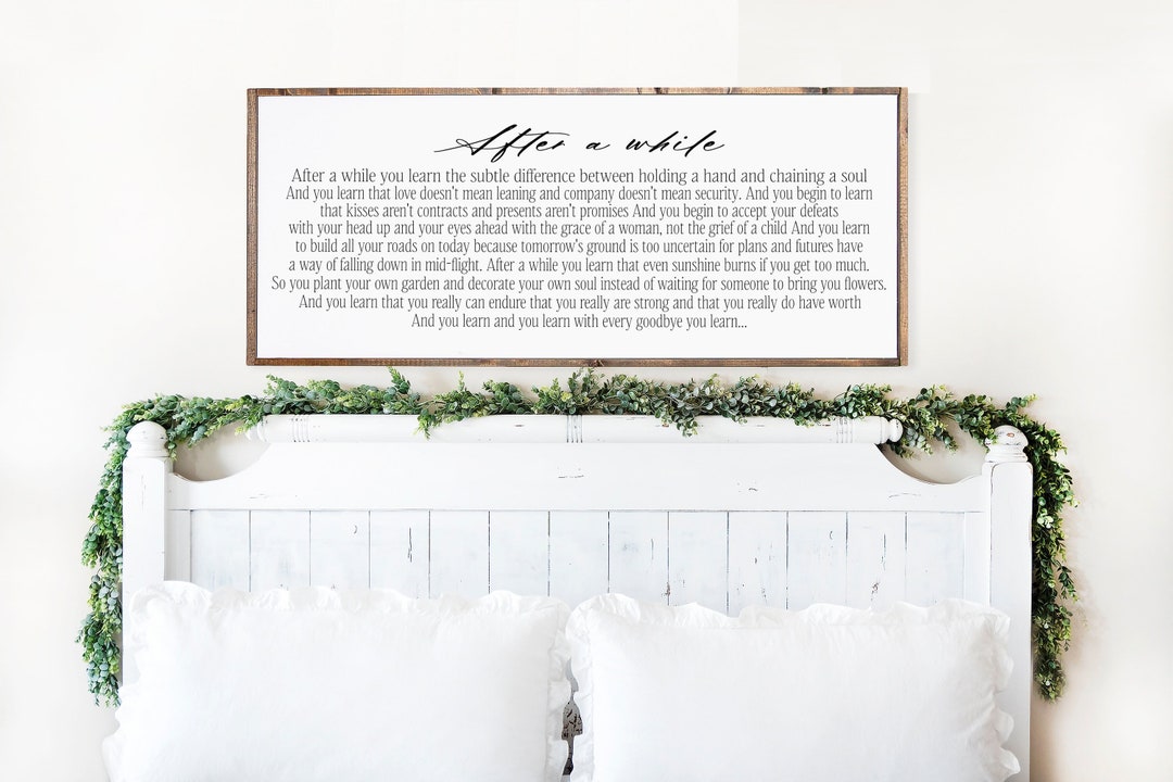 Love Poem Sign After A While Poem Sign | Sign Wall Art Above Bed Decor ...