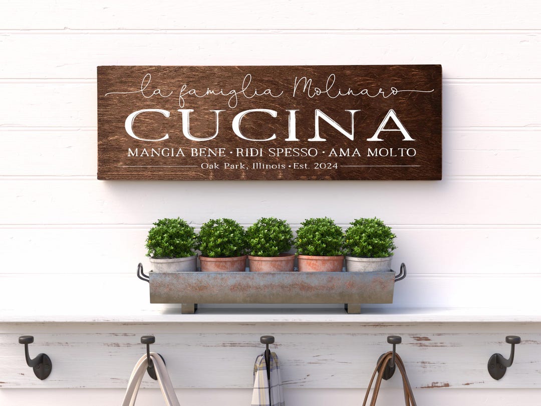 Personalized Italian Family Kitchen Sign – Custom “la Famiglia Cucina ...