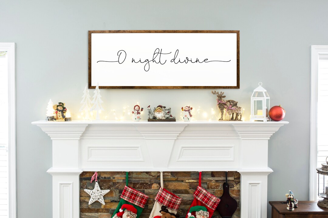 O Night Divine Sign Framed Wood Signs Signs for Home Holiday Sign ...