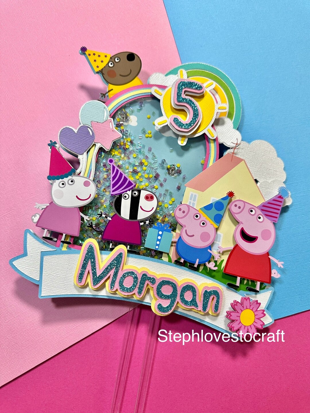 Peppa Inspired Cake Topper With Lights for a Boy - Etsy