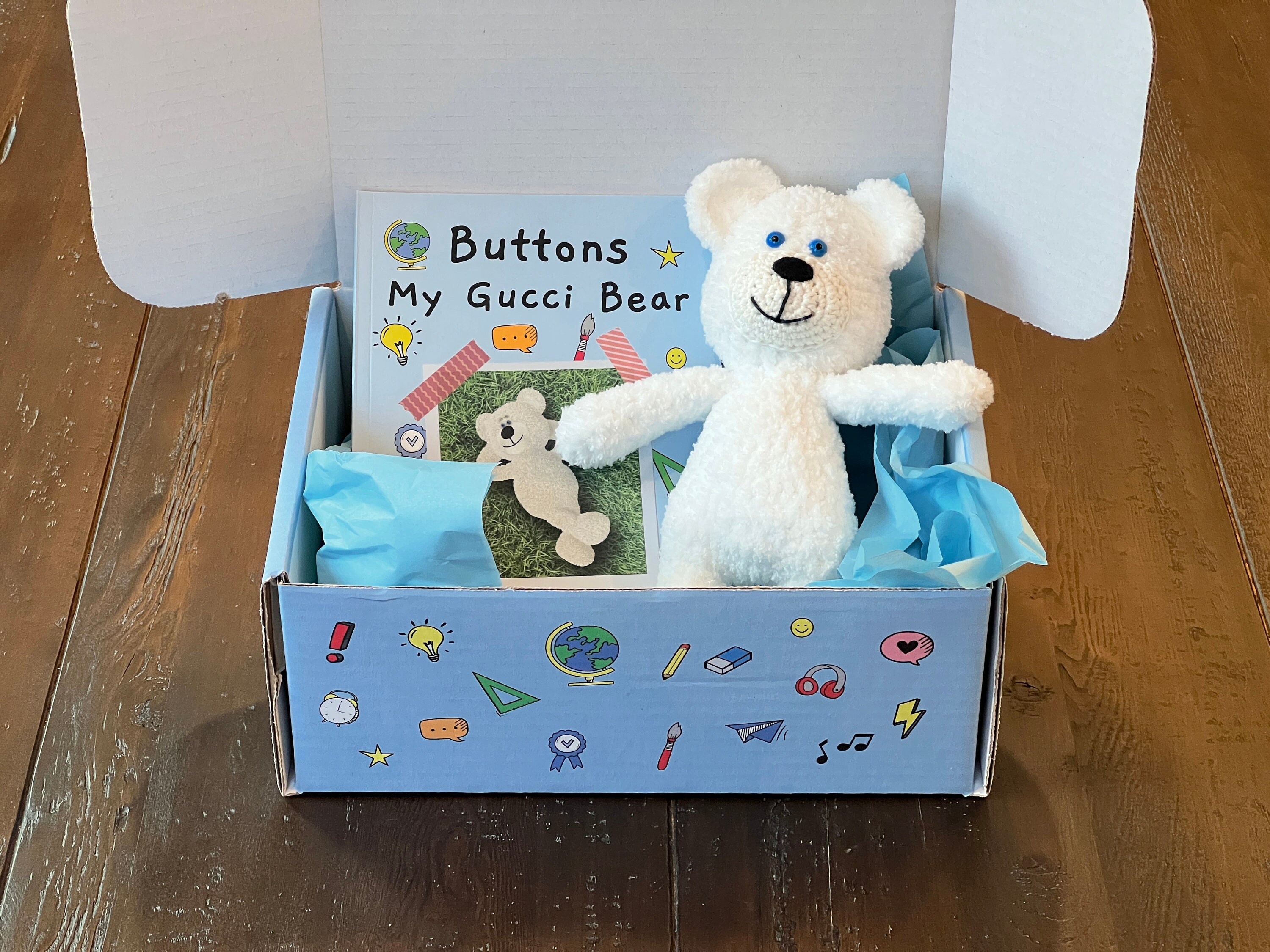Book & Plush Gift Set: Limited Edition Buttons My Gucci Bear, Handmade ...