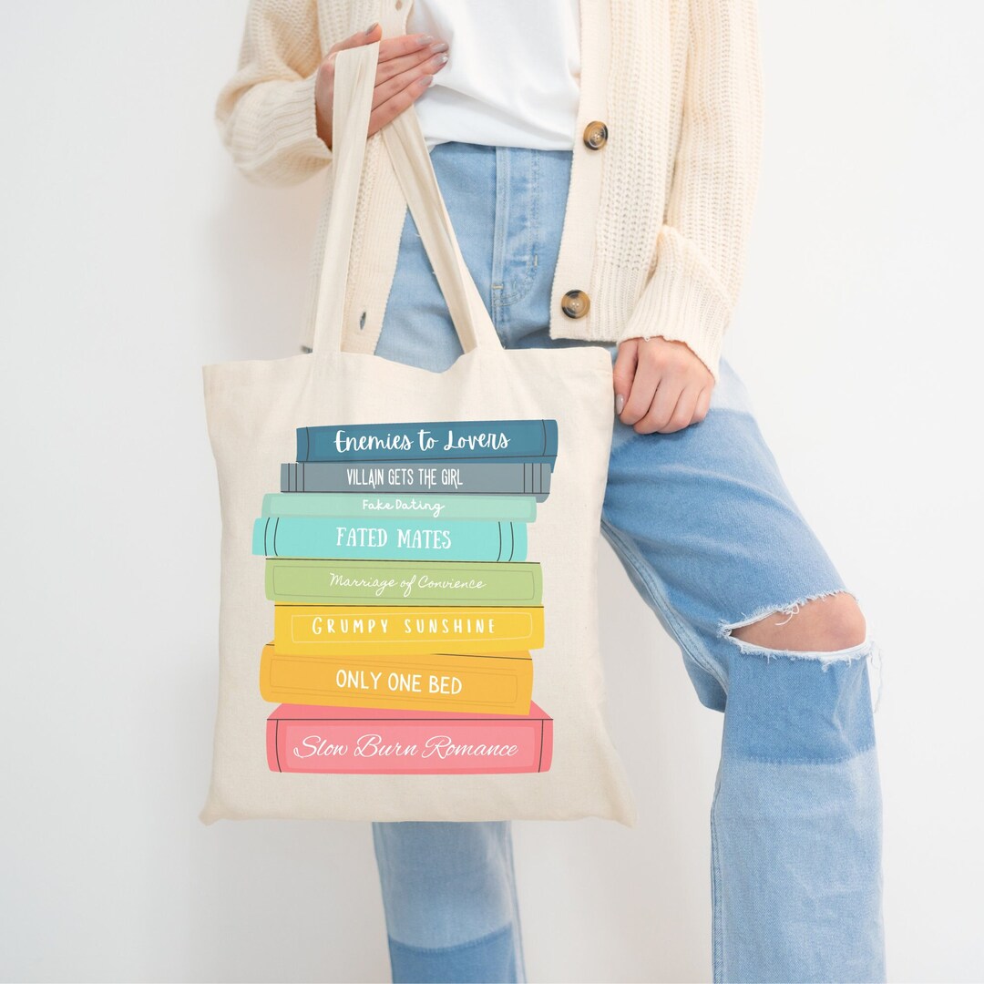 Book Trope Natural Tote Bag / Book Bag / Book Tropes / Enemies to ...