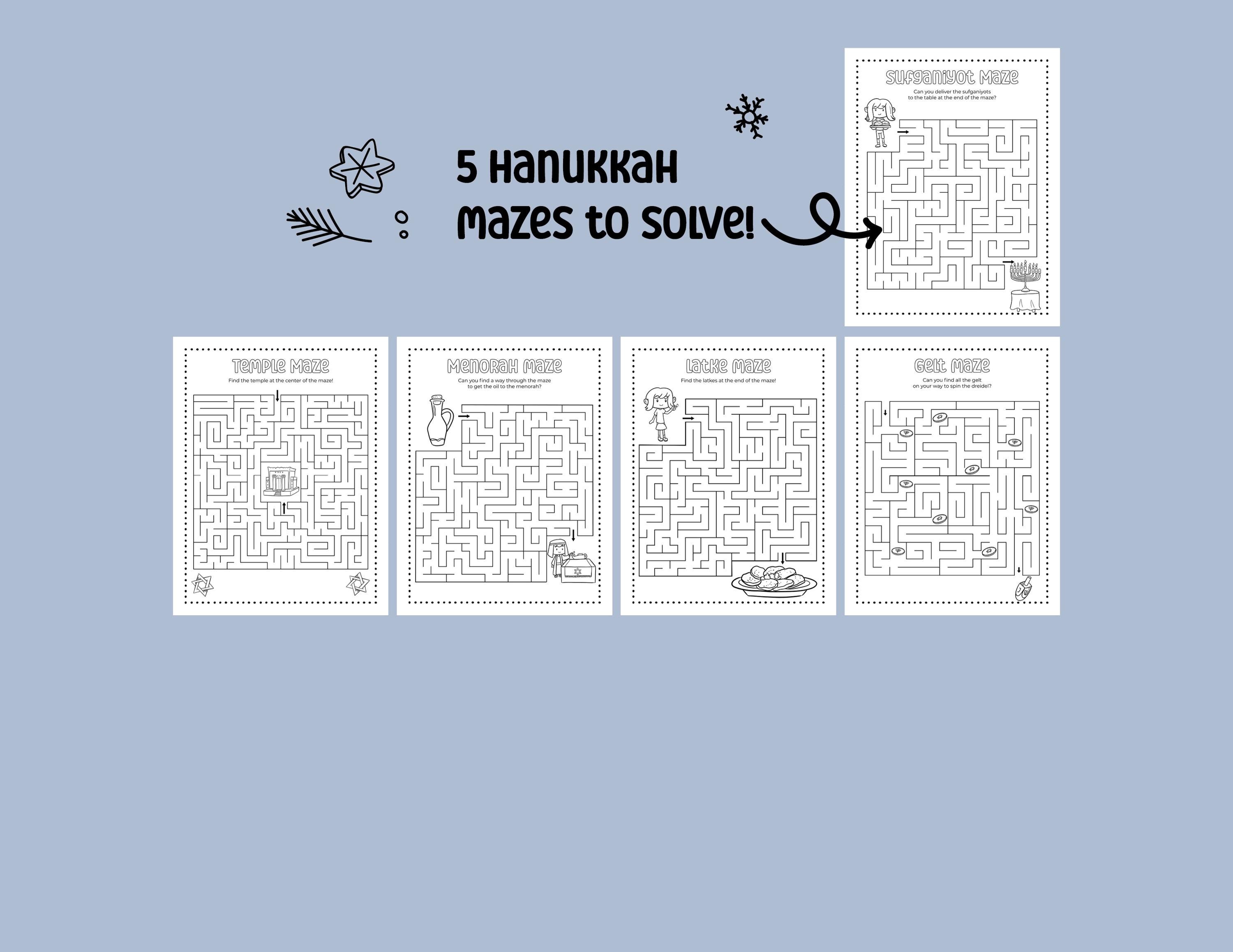Hanukkah Printable Activity Bundle With Coloring Pages, Word Search ...