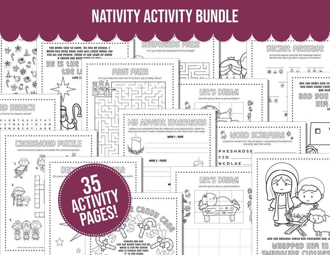 Advent Activity Bundle Including Nativity Coloring Pages, Nativity ...