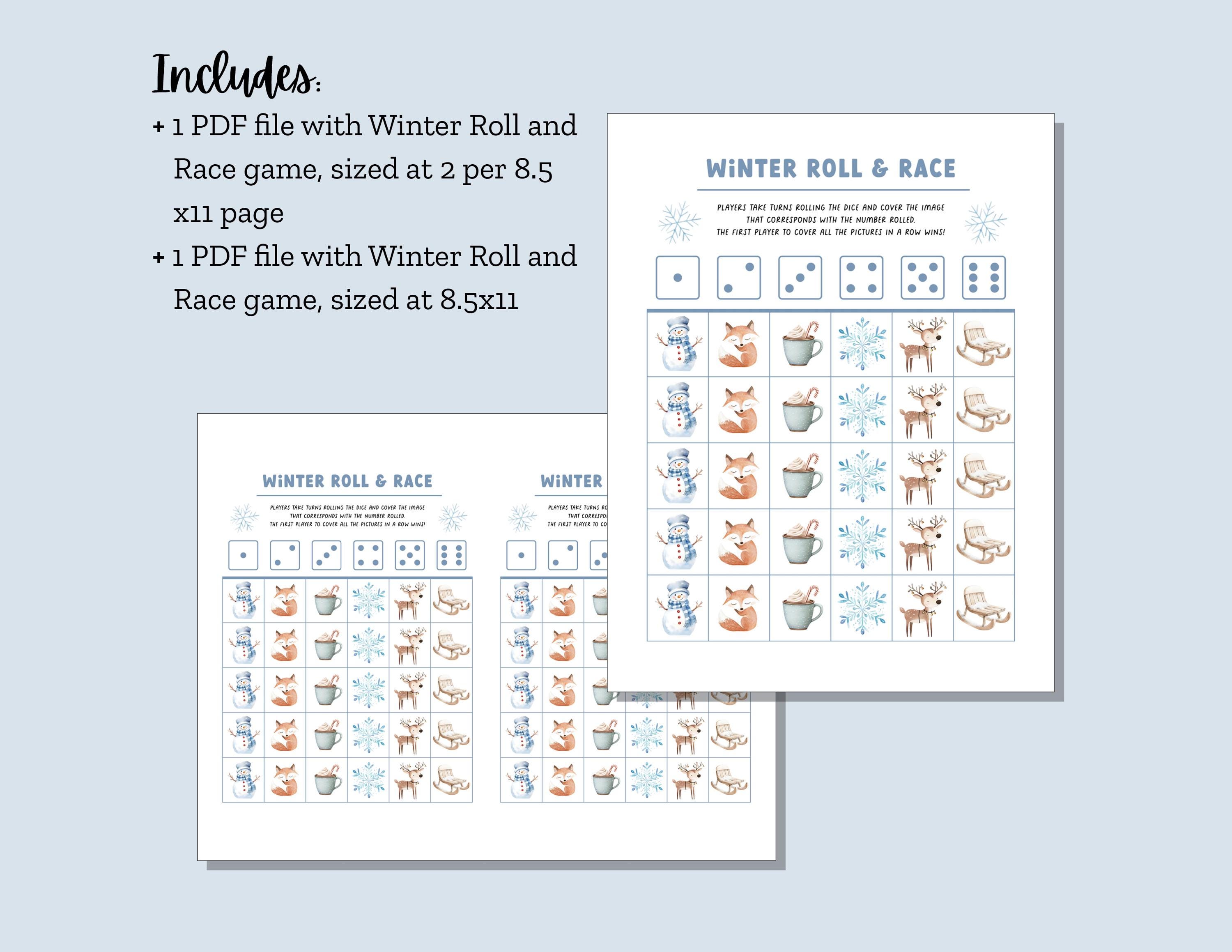 Winter Roll & Race Game, Kids Classroom Dice Game, Preschool Winter ...