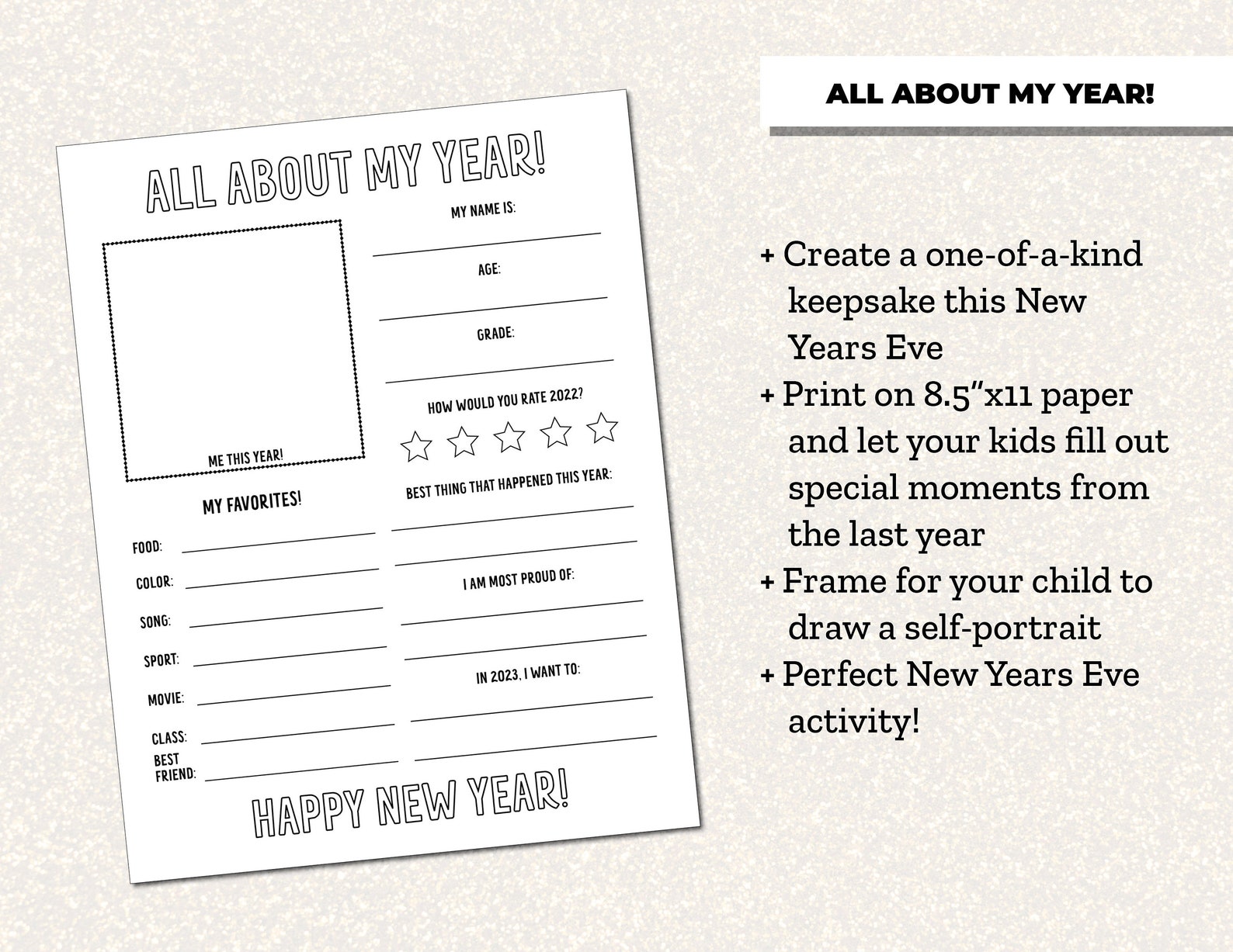 Kids Year in Review Activity Printable Time Capsule for Kids - Etsy