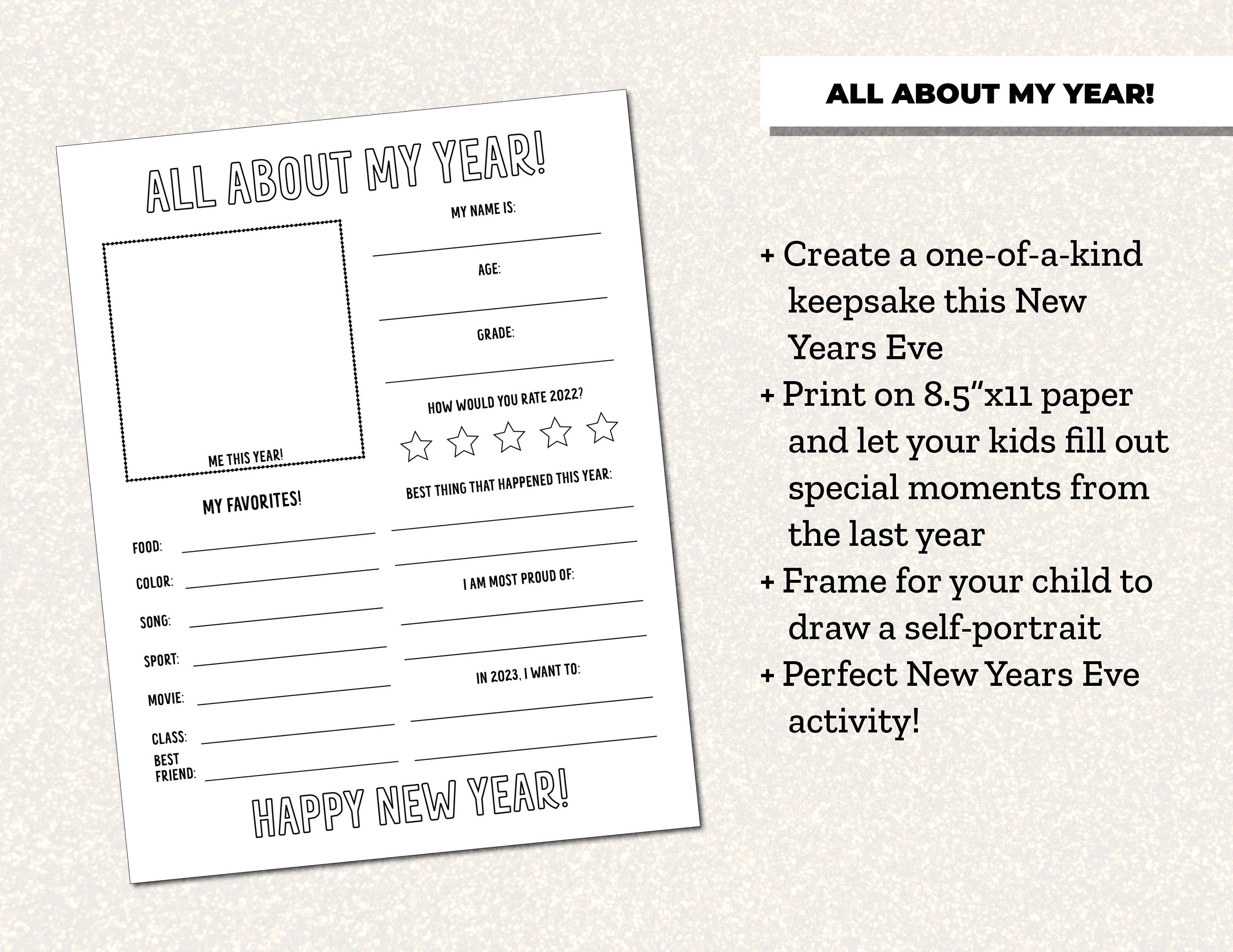 Kids Year in Review Activity Printable Time Capsule for Kids - Etsy