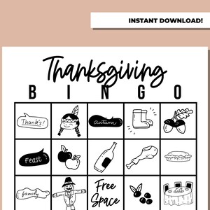 Thanksgiving BINGO Game, Printable Thanksgiving Game, Fall Bingo Game ...