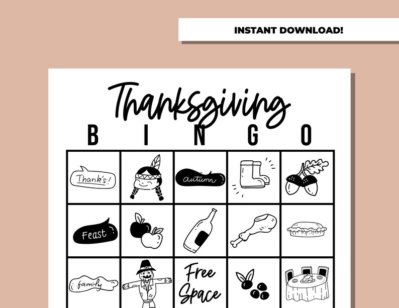 Thanksgiving BINGO Game, Printable Thanksgiving Game, Fall Bingo Game ...