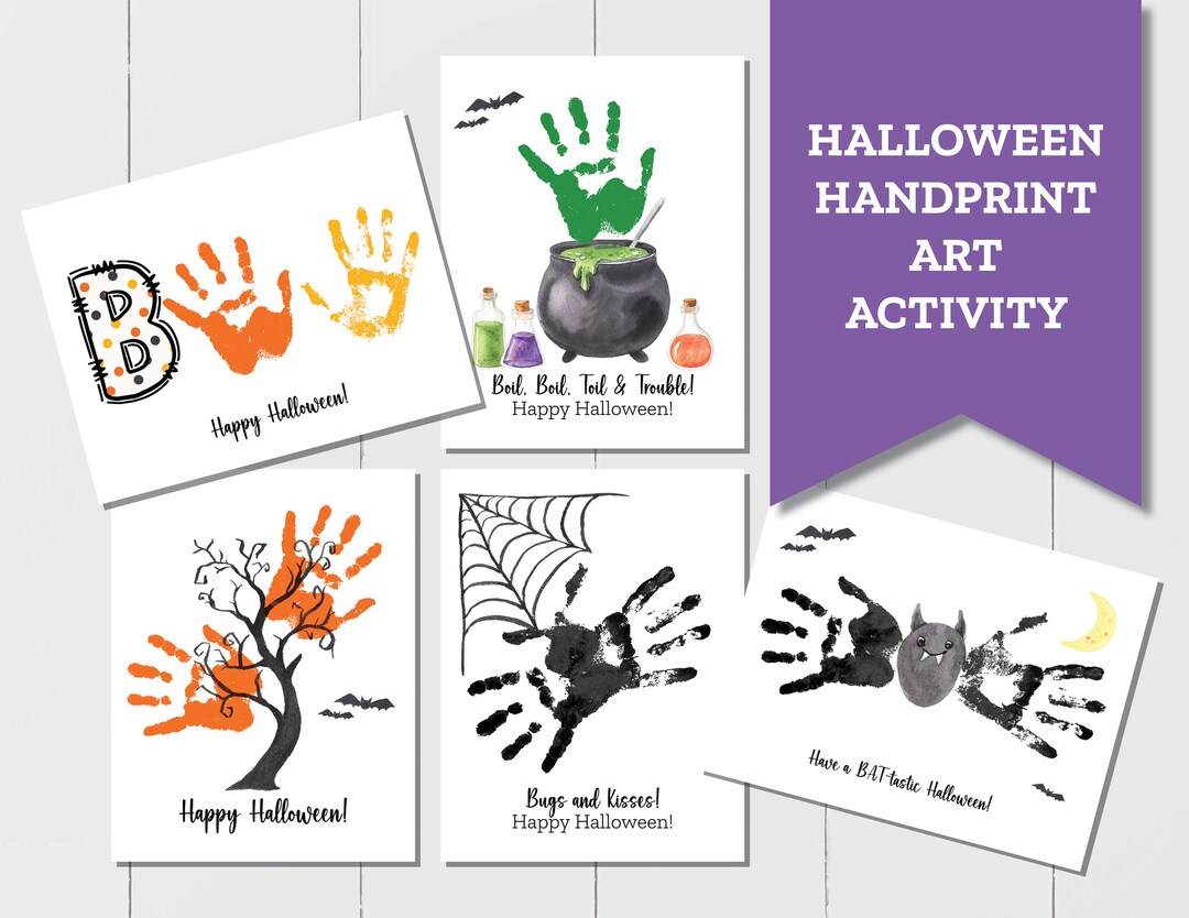 Halloween Handprint Activity for Kids, Fall Handprint Art Printable ...