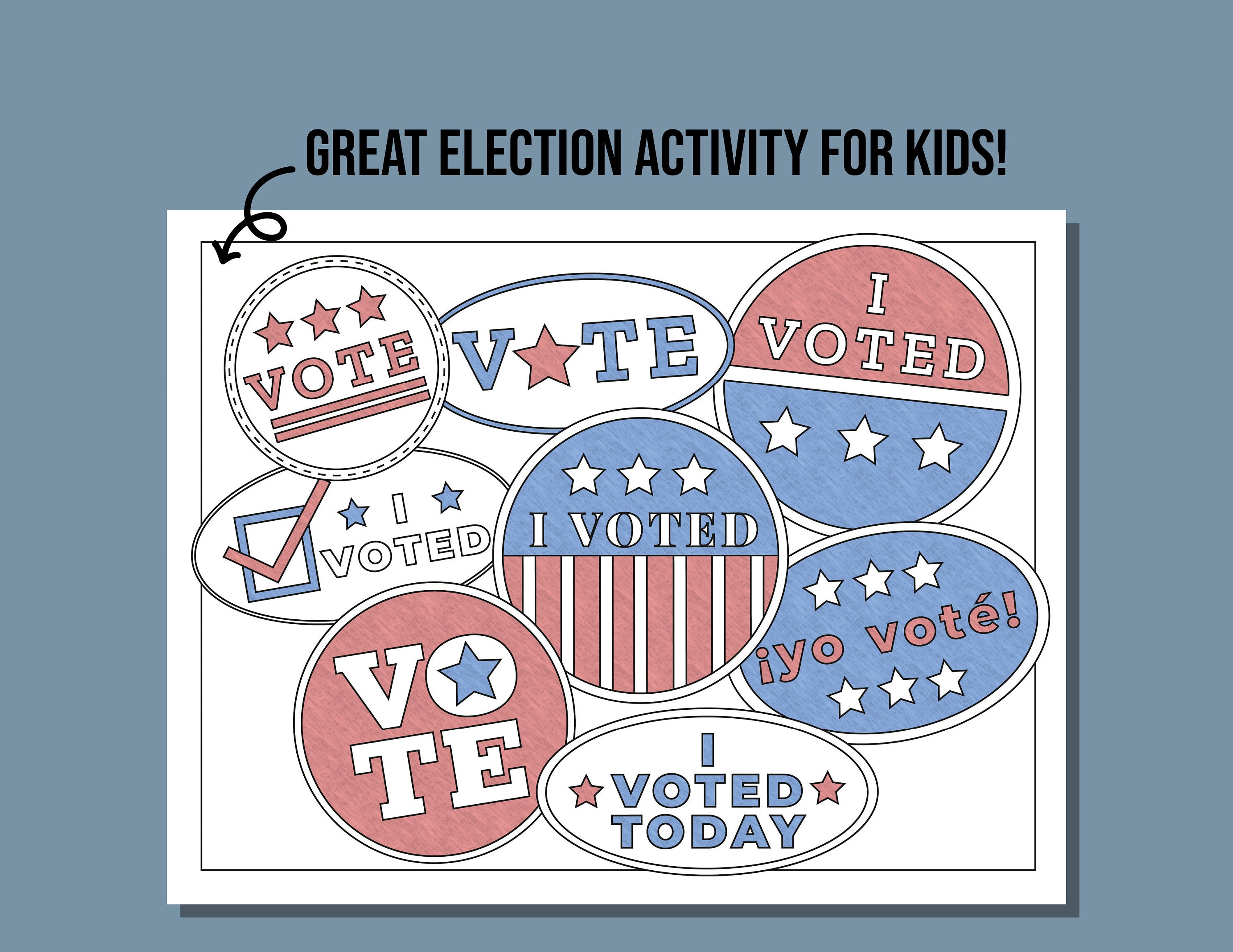 I VOTED! Stickers Printable Coloring Page for Kids Election Activity ...