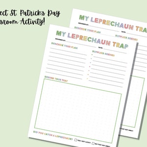 Leprechaun Trap Worksheet for St Patricks Day, Leprechaun Trap Ideas ...