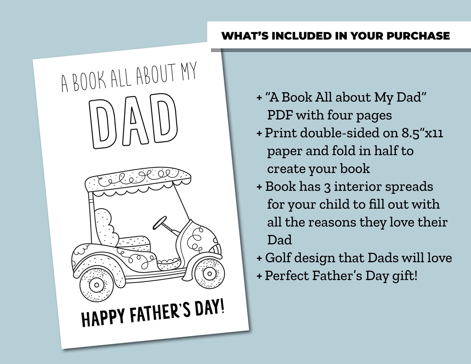 All About Dad Printable Book for Father's Day Perfect - Etsy