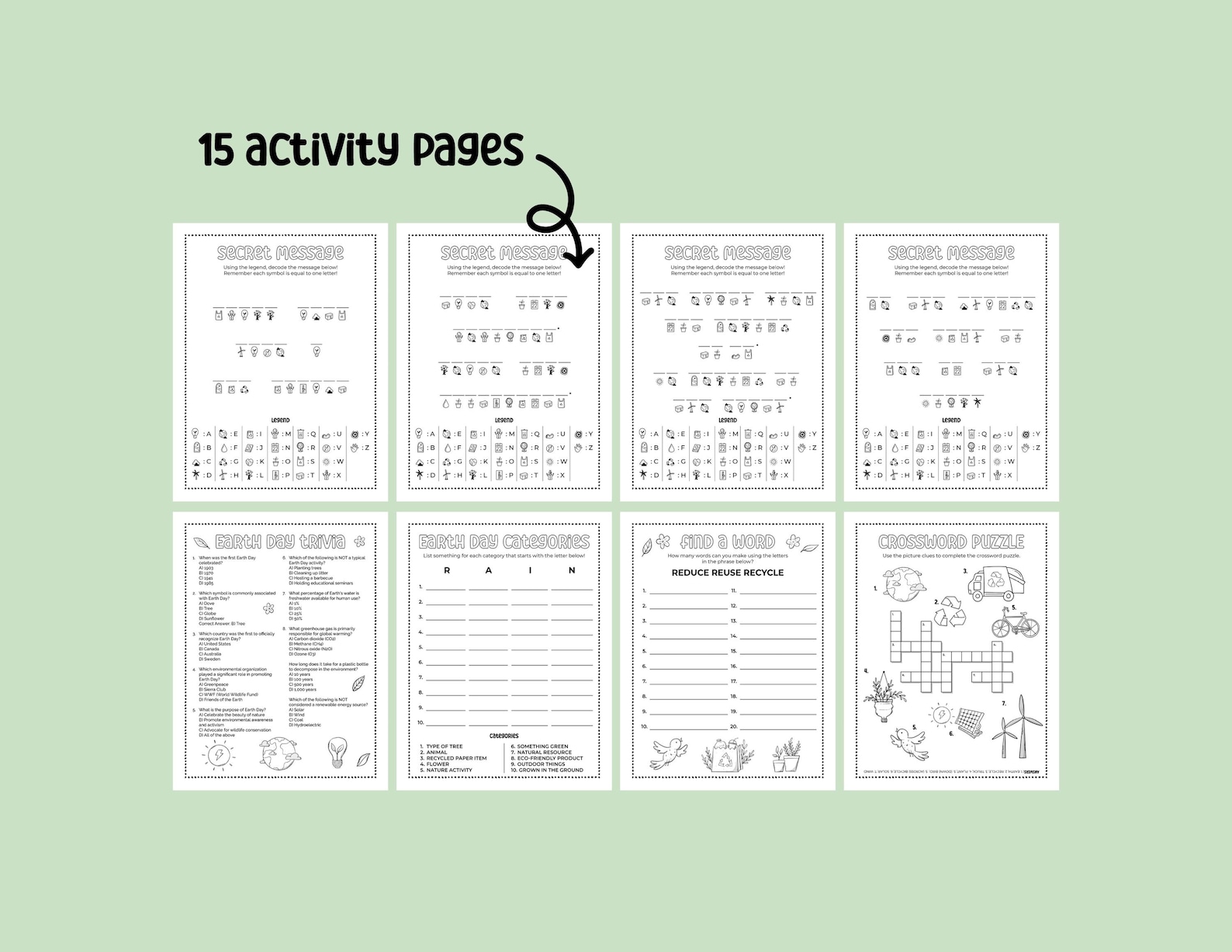 Earth Day Printable Activity Bundle With Coloring Pages, Word Search ...