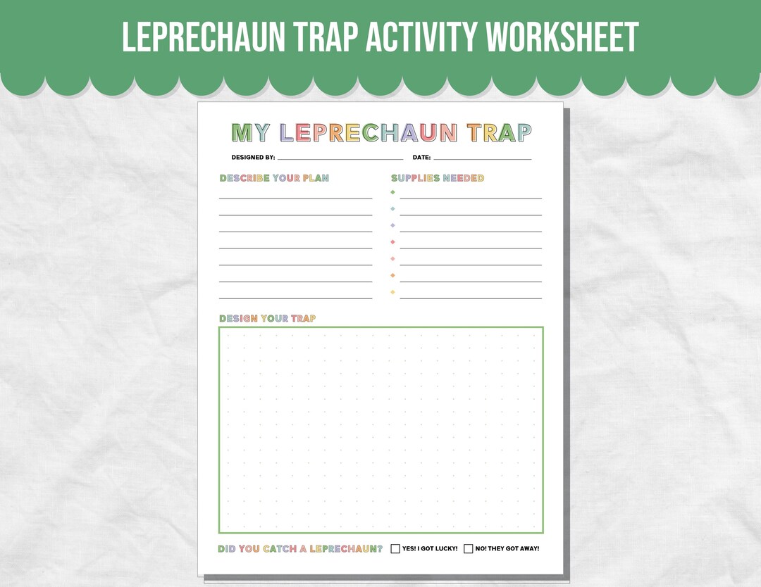 Leprechaun Trap Worksheet for St Patricks Day, Leprechaun Trap Ideas ...