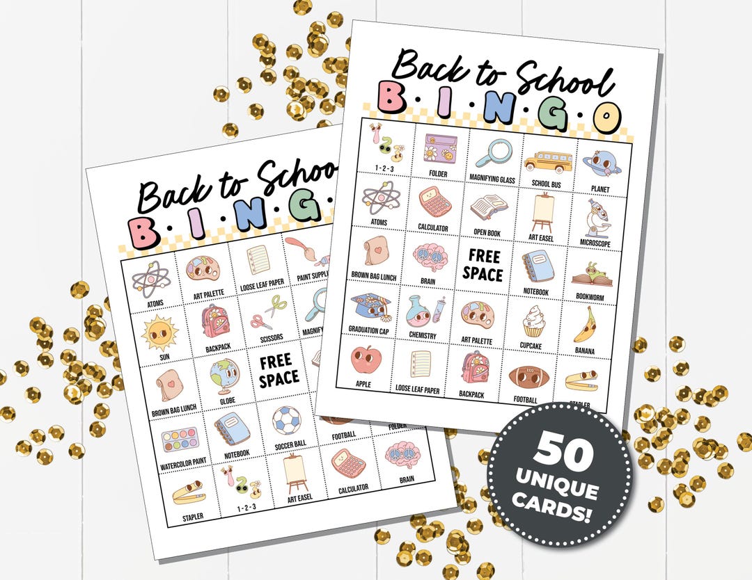 Groovy Back to School Bingo Printable, School Themed Bingo Cards, Bingo ...