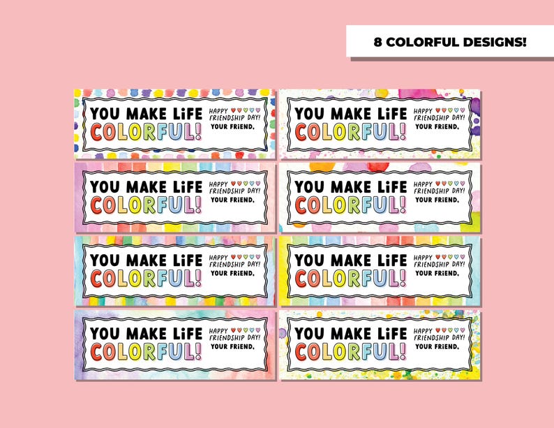 Friendship Day Watercolor Paint Valentine for Kids Classroom Valentine ...