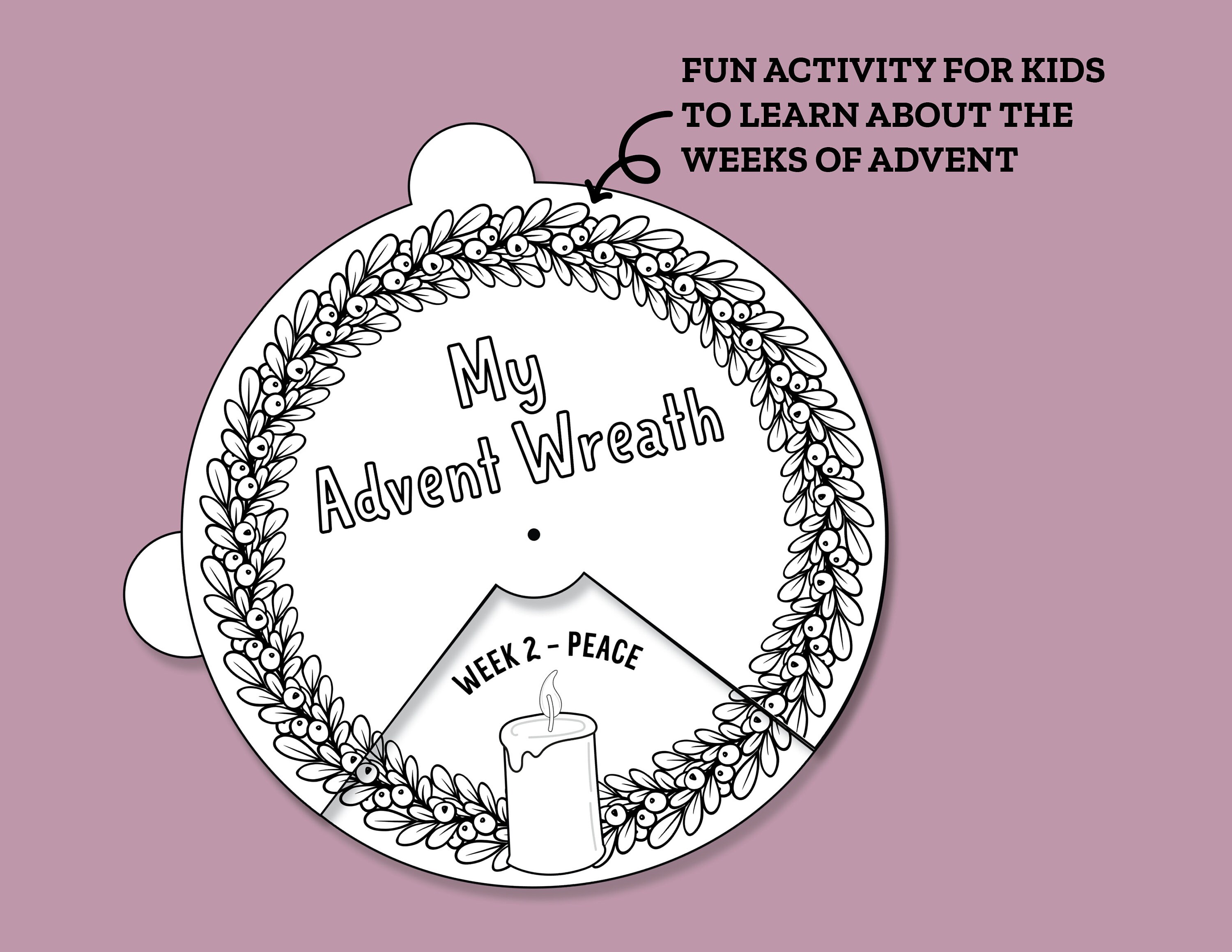Advent Wreath Activity for Kids, Christmas Spinner Wheel Printable ...
