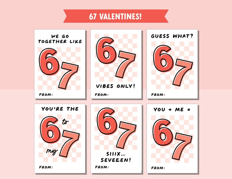 67 Valentine's Day Cards, Classroom Gen Z Alpha Slang, Printable Six ...