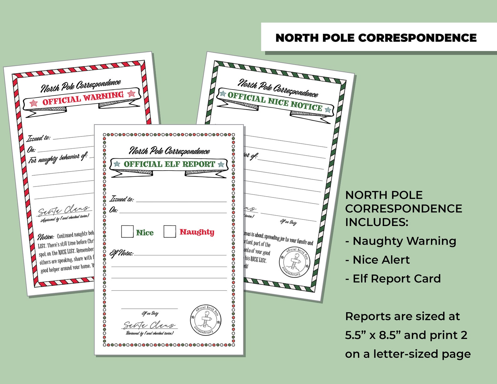 Elf Report Card for Your Holiday Elf Set Includes a Naughty - Etsy