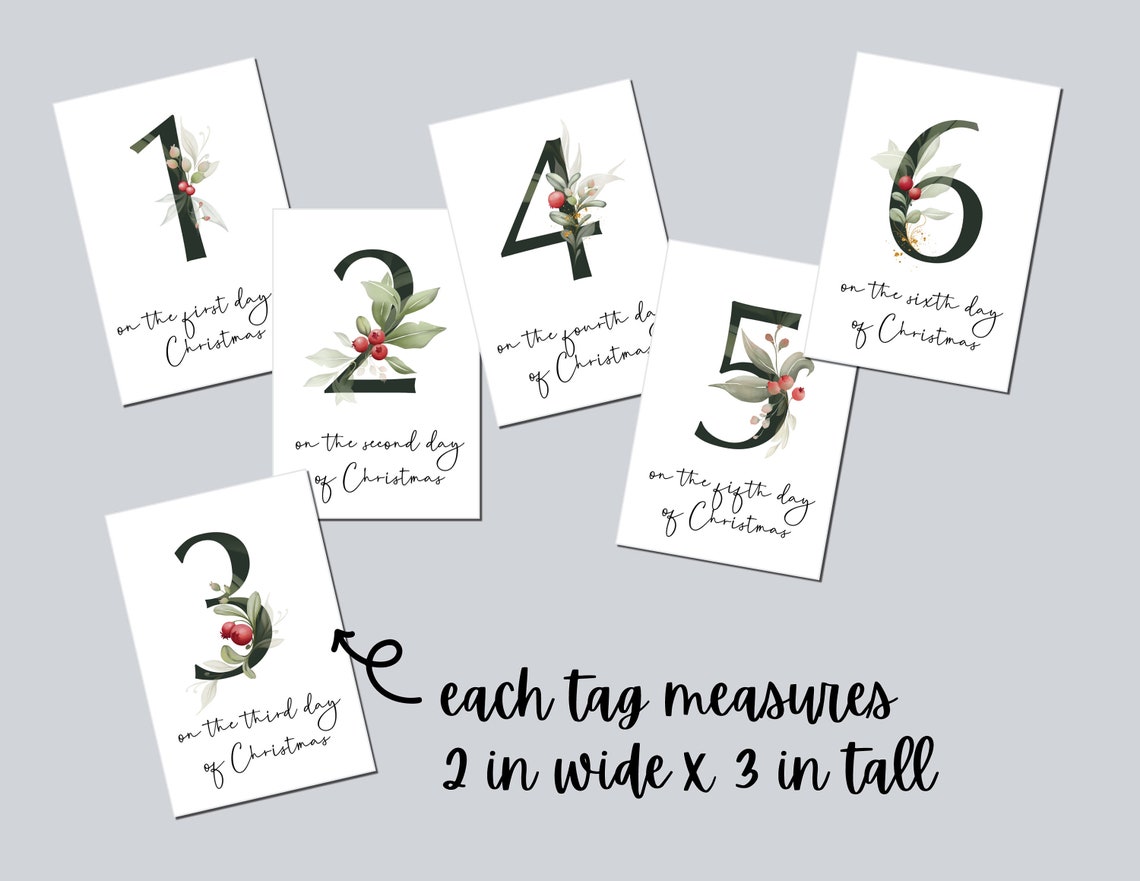Twelve Days of Christmas Gift Tags, Printable Christmas Tags, Printable ...