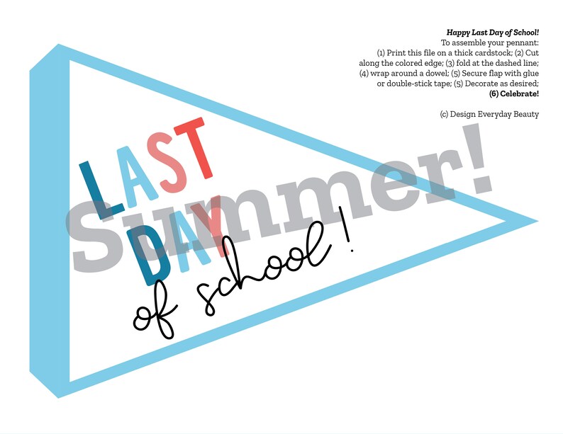 Last Day of School Printable Pennant Flags for Classroom | Etsy