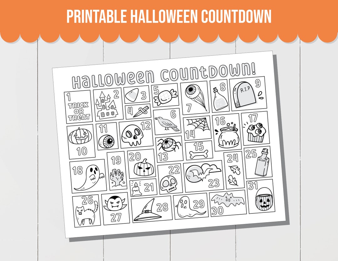 Halloween Countdown Printable, Halloween Countdown Advent Calendar ...
