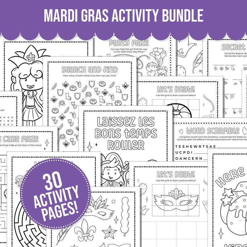 Kids Mardi Gras Worksheets - Etsy UK