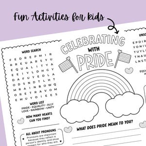 Pride Coloring Activity Placemat, Pride Activity for Kids, Classroom ...