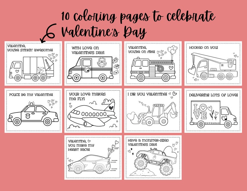 Construction Truck Coloring Pages for Valentines Day, Valentine's Day ...