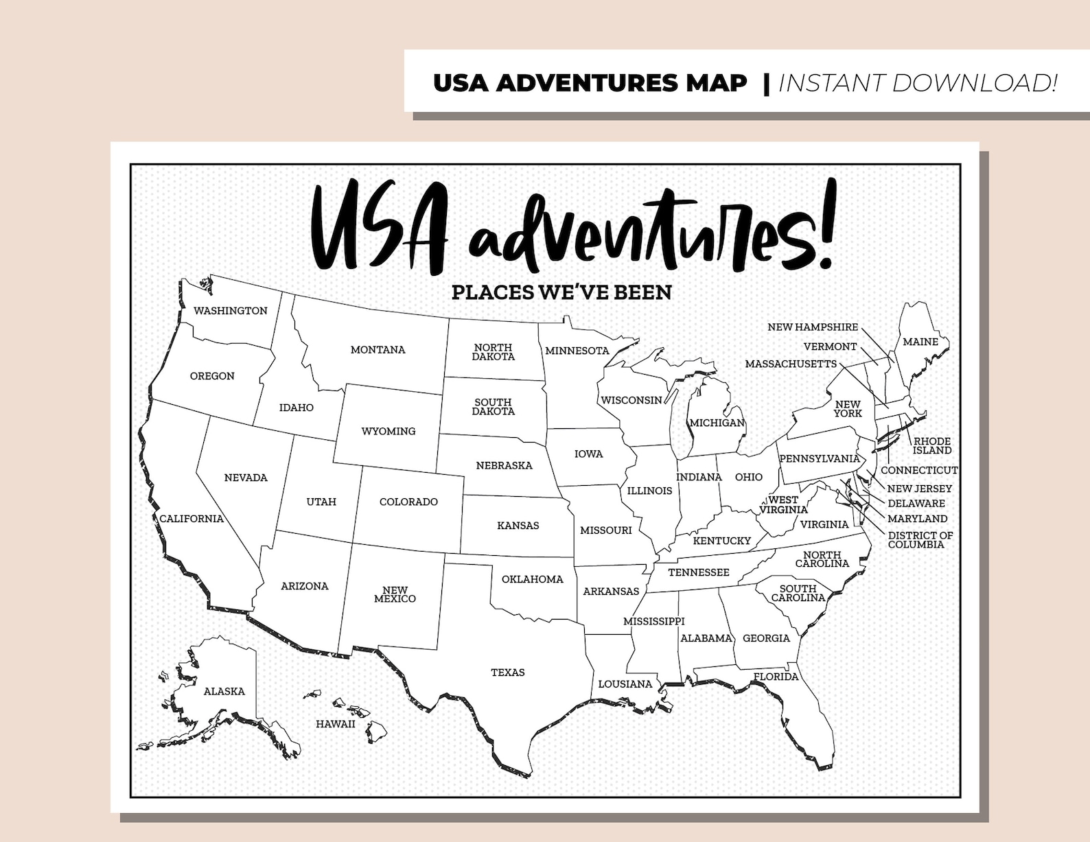 USA Adventures Map United States Map States Weve Visited - Etsy