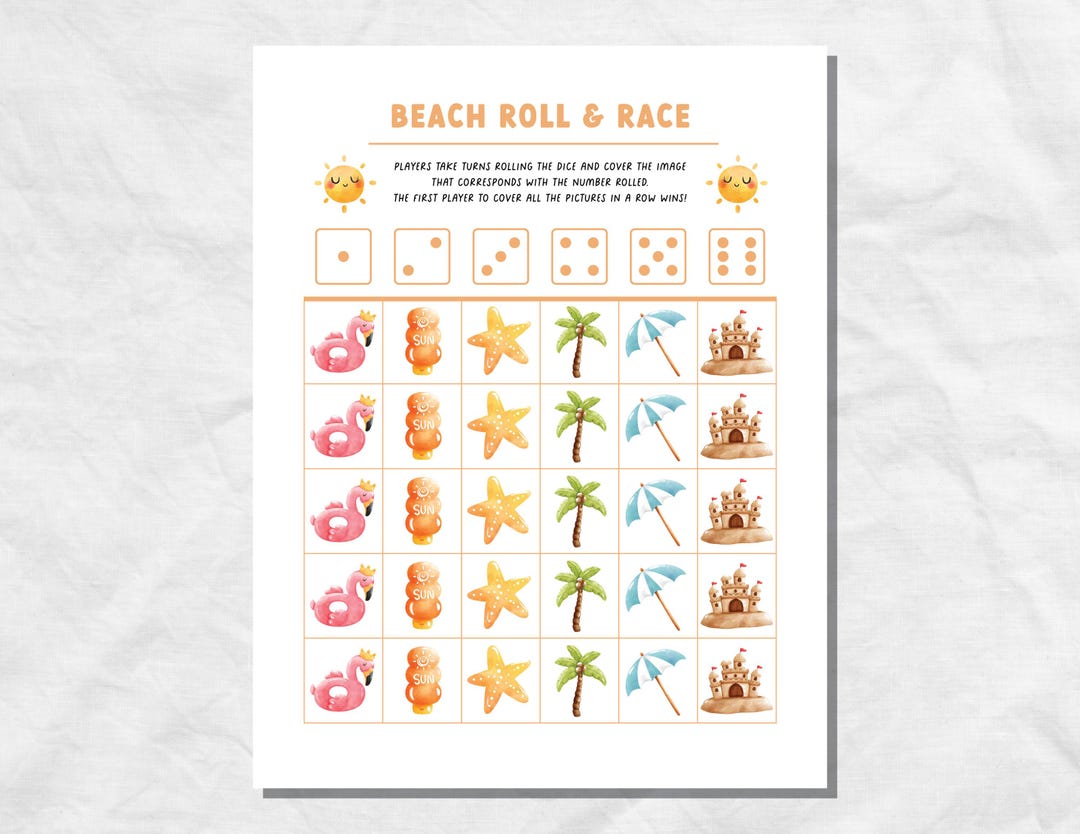Summer Roll & Race Game, Classroom Party Dice Game for Kids, Preschool ...