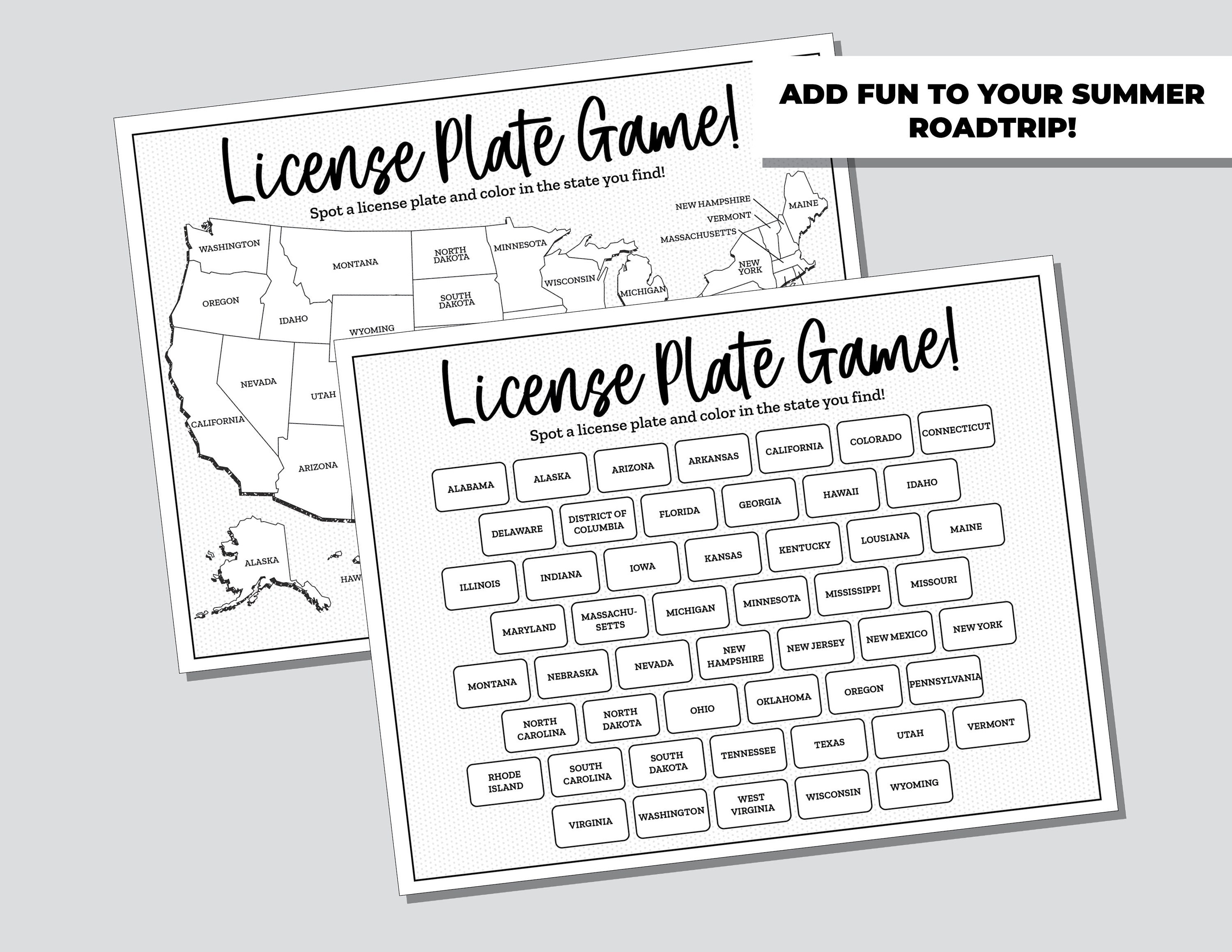 License Plate Game, the Perfect Car Ride Activity for Kids! Printable ...