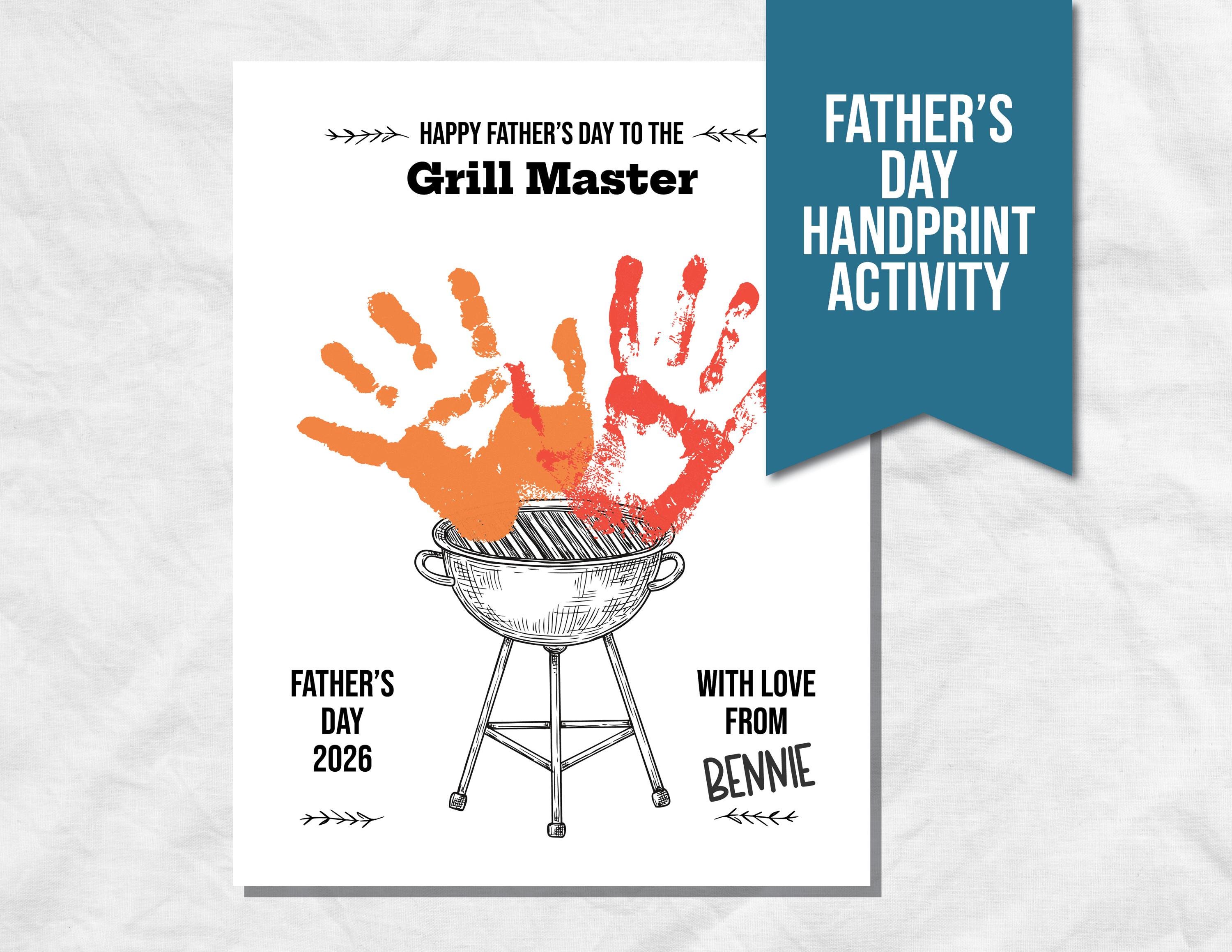 Fathers Day Handprint Activity for Kids, Grill Handprint Art Printable ...