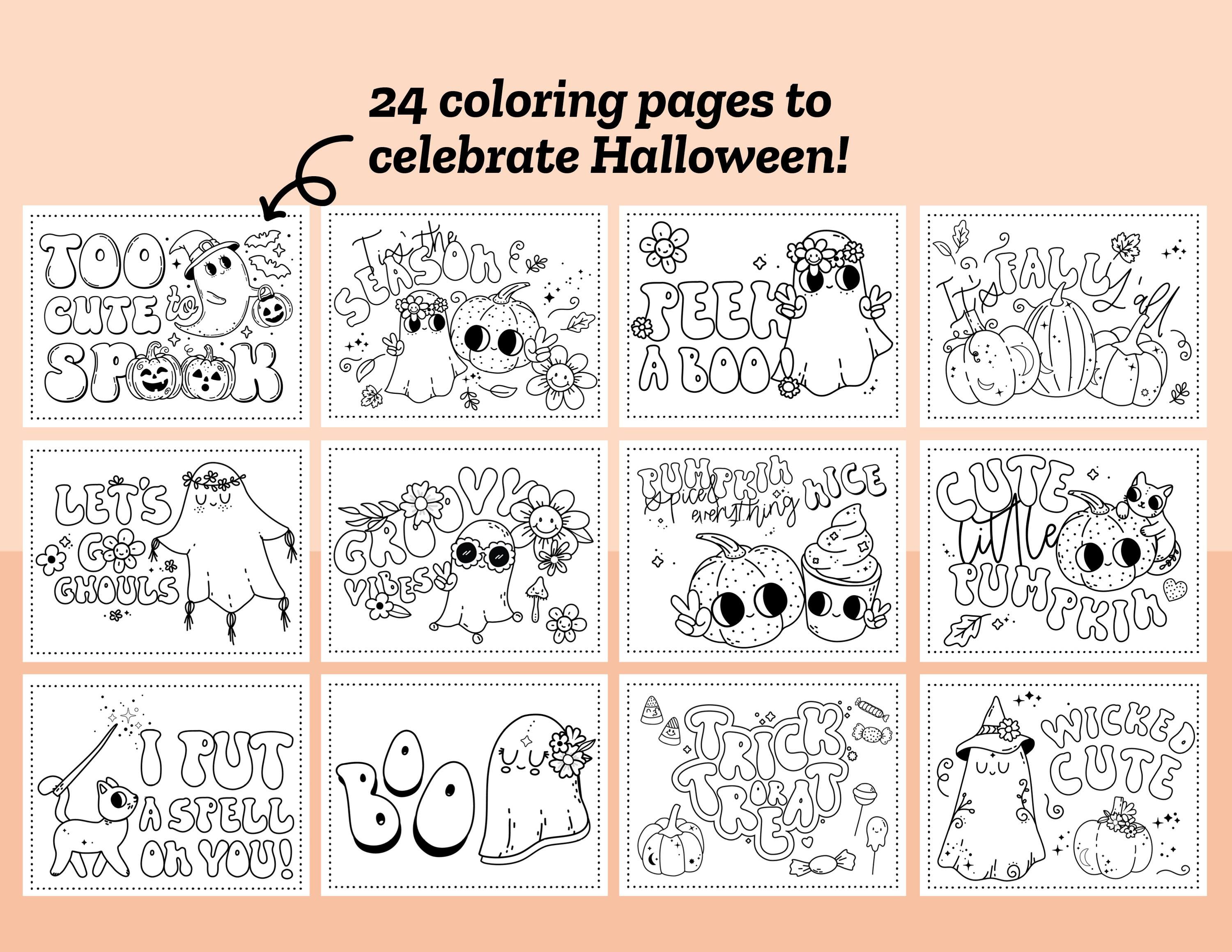 Retro Halloween Coloring Pages for Kids - 24 Groovy and Spooky Coloring ...